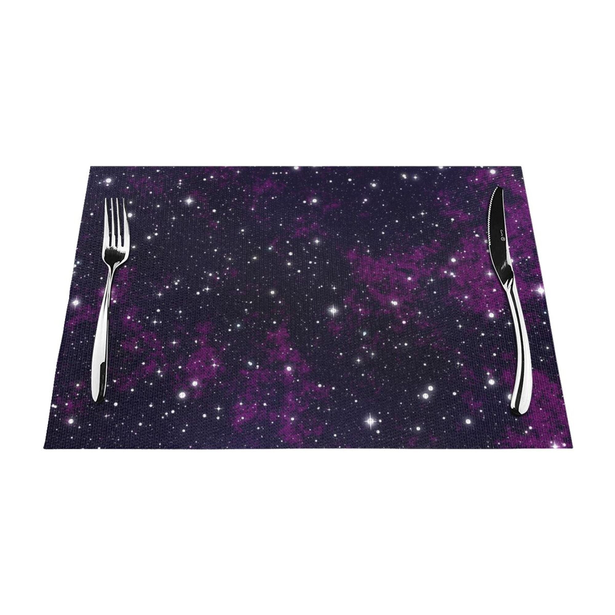 XMXY Woven Placemats Set of 6 PCS, Night Sky Stars Space Table Mats ...