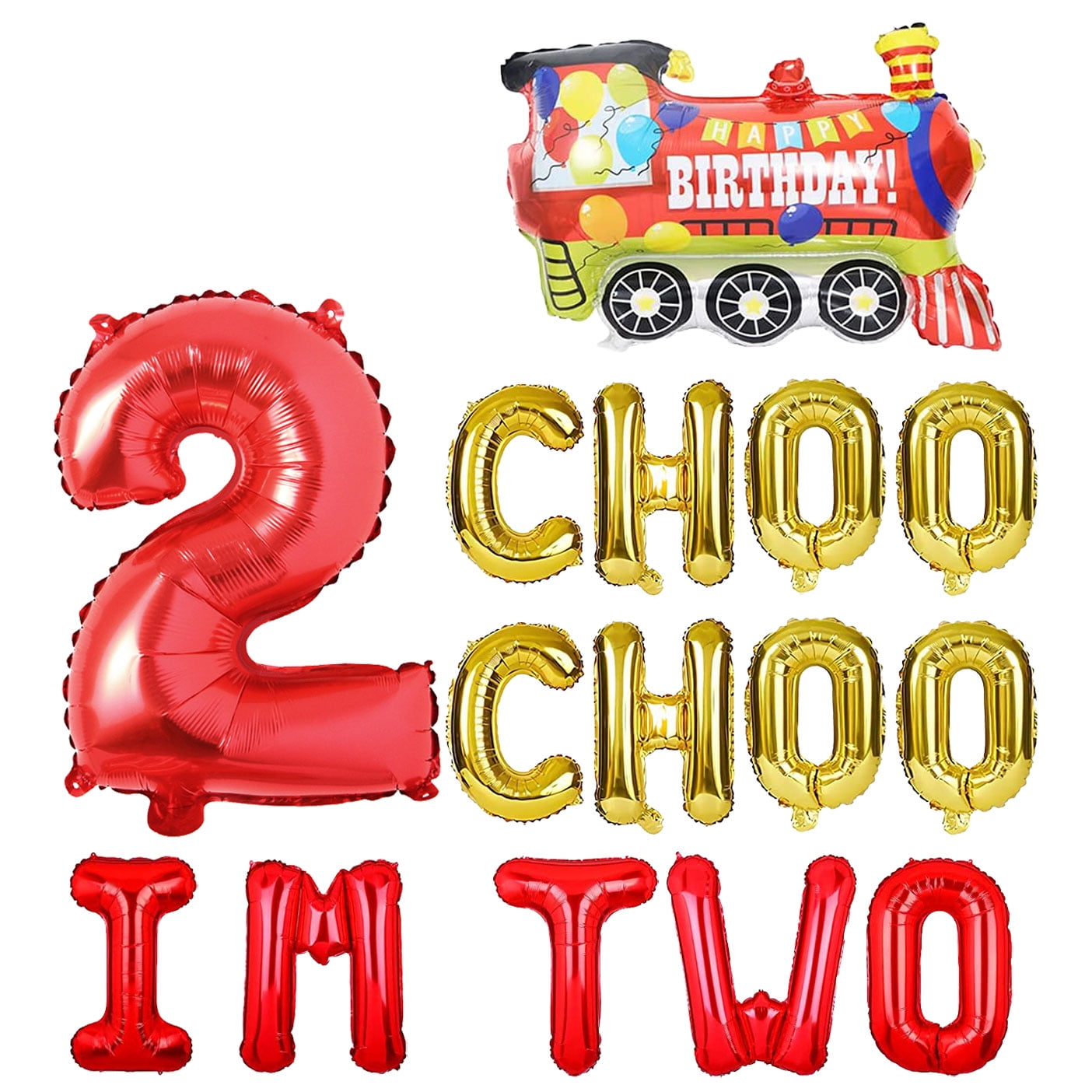 Choo Choo Im Two Train Theme 2nd Birthday Decorations for Boys Cartoon ...