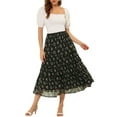 Allegra K Women's Floral Print Elastic Waist Ruffle Maxi Tiered Skirt ...