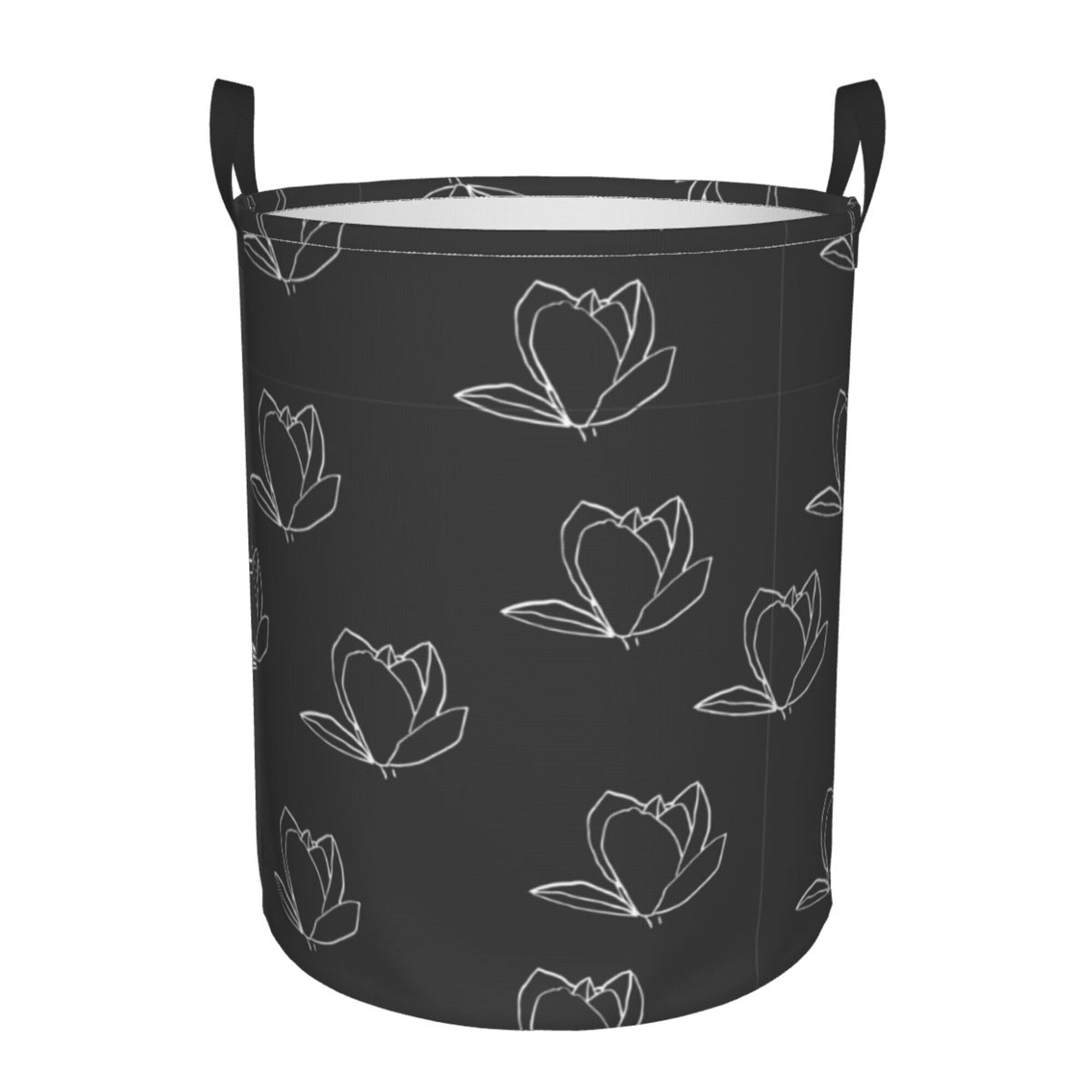 XMXY Round Laundry Basket Organizer, Magnolia Seamless Pattern ...