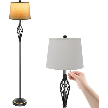 Floor Lamp, Corner Standing Lamp, Vintage Pole Lamp with Drum Fabric ...