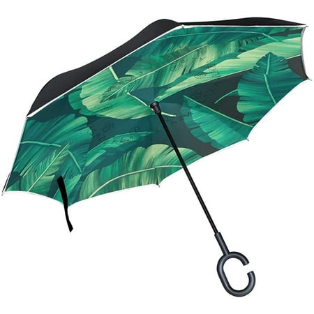 Green Leaf Inverted Umrella with C-Shaped Handle Large Doule Layer UV ...