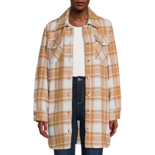 Time and Tru Women’s Belted Shacket Coat - Walmart.com