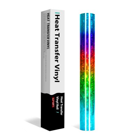 HTVRONT 12" x 10ft Crystal Rainbow Holographic Heat Transfer Vinyl HTV ...