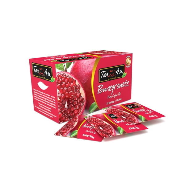 Tea4U Pomegranate Black Tea, Ceylon tea, Box of 25 Teabags - Walmart.com