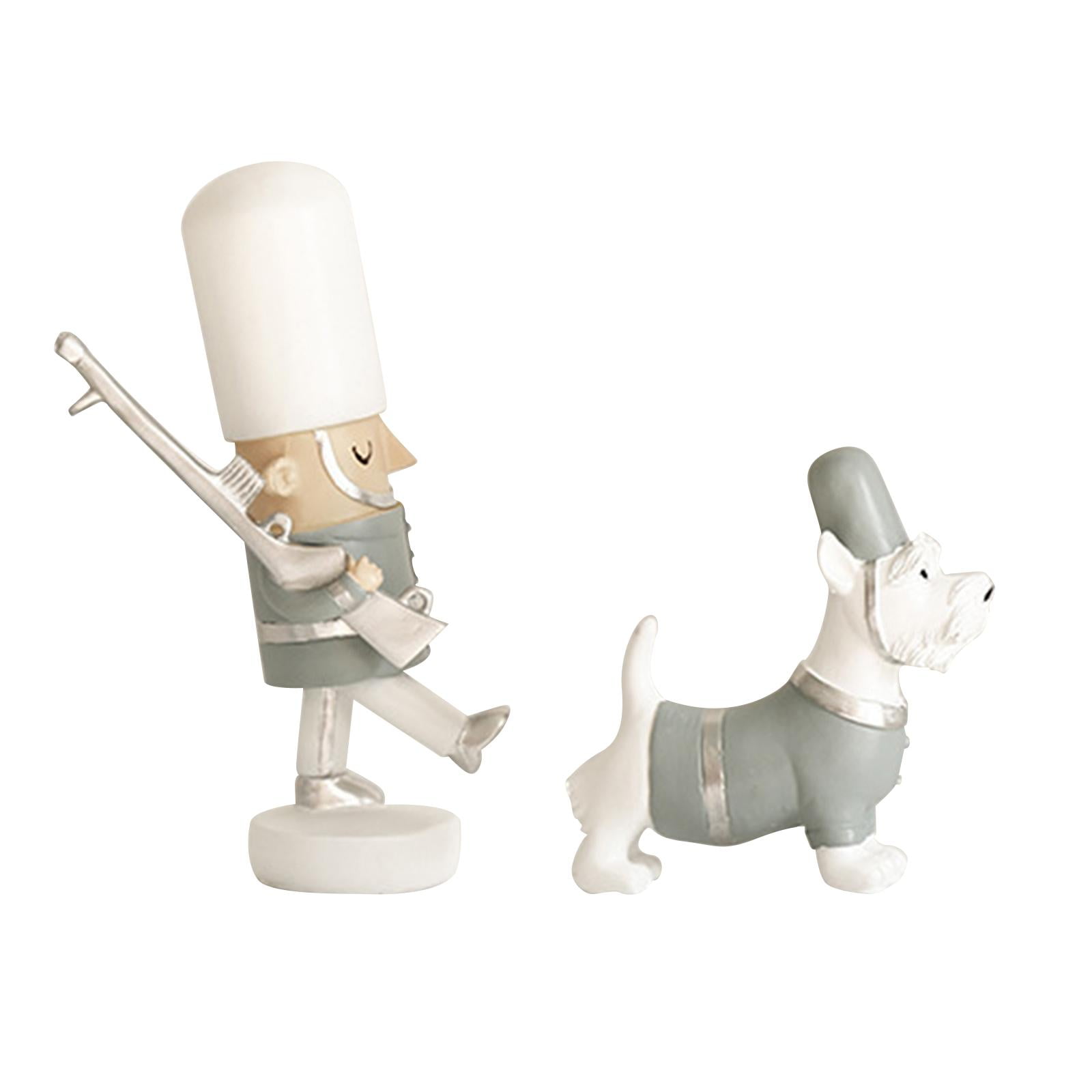 Nutcracker Soldier and Dog Figurines Crafts Puppet Decoration Gray ...