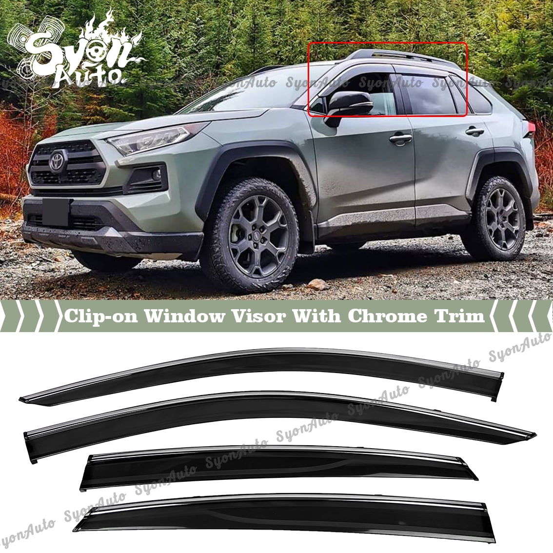 ITS 2019-2021 TOYOTA RAV4 TINTED CLIP-ON WINDOW VISOR RAIN GUARD W ...