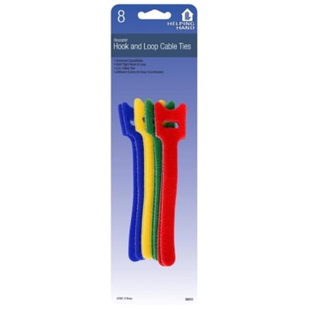 Helping Hands 50213 Hoop & Loop Cable Ties Assorted Colors 8 Count Pack ...