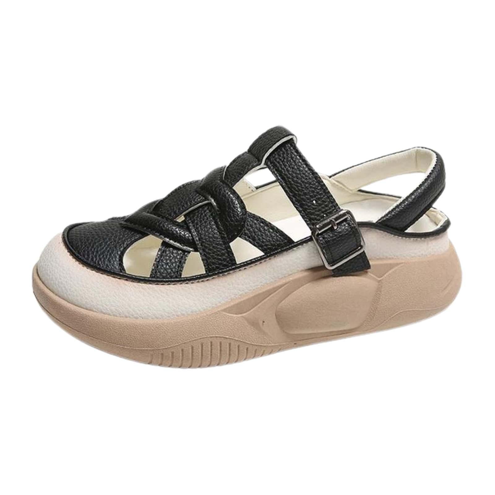 Platform Sandals Women Slip on PU Sandals Ladies Hollow Out Non Slip ...