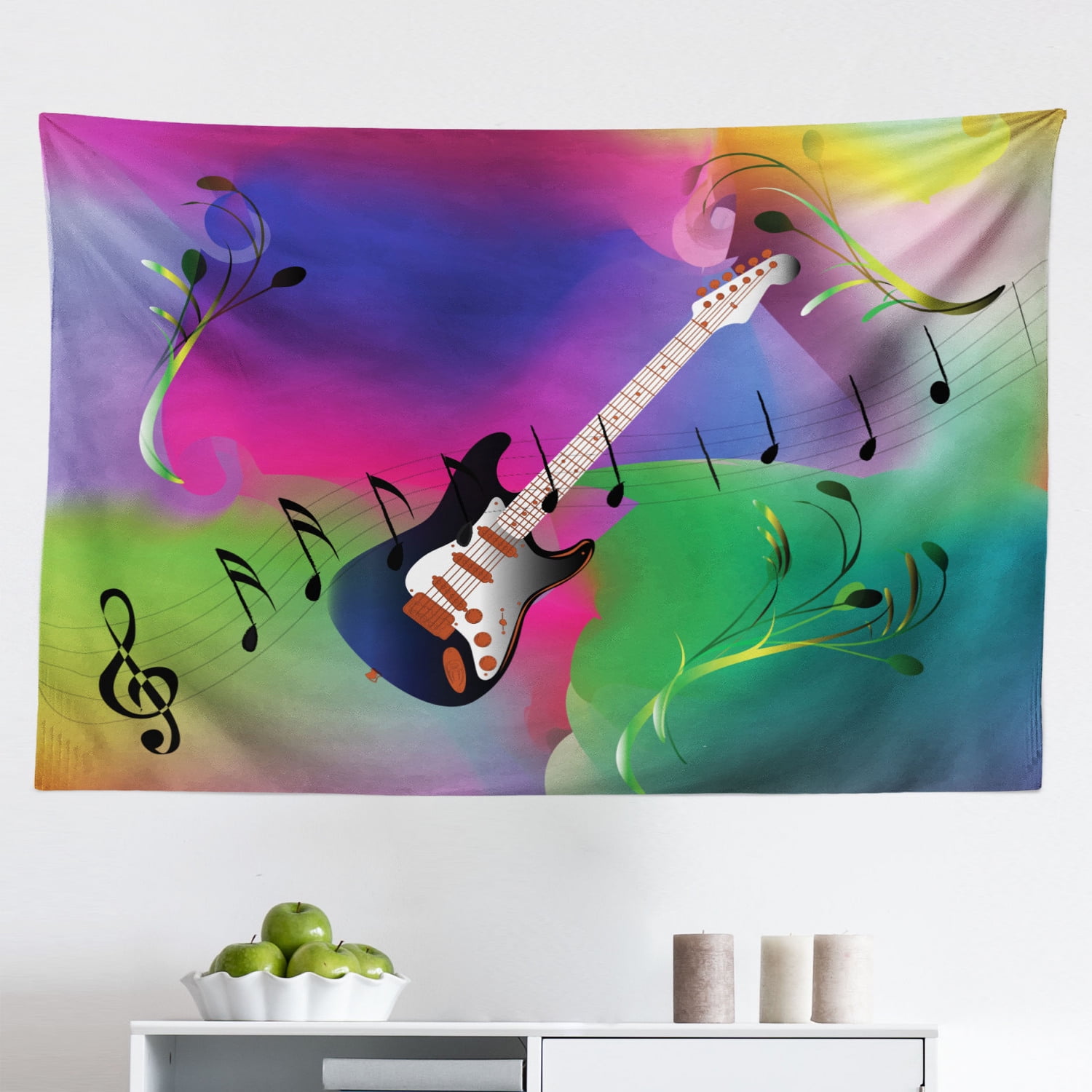 Music Note Tapestry, Pattern of Colorful Shattered Elements Geometric ...