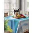 Coconut Tree Table Cloth 60x84 Inch Rectangle, Tropical Beach Sky Sea ...