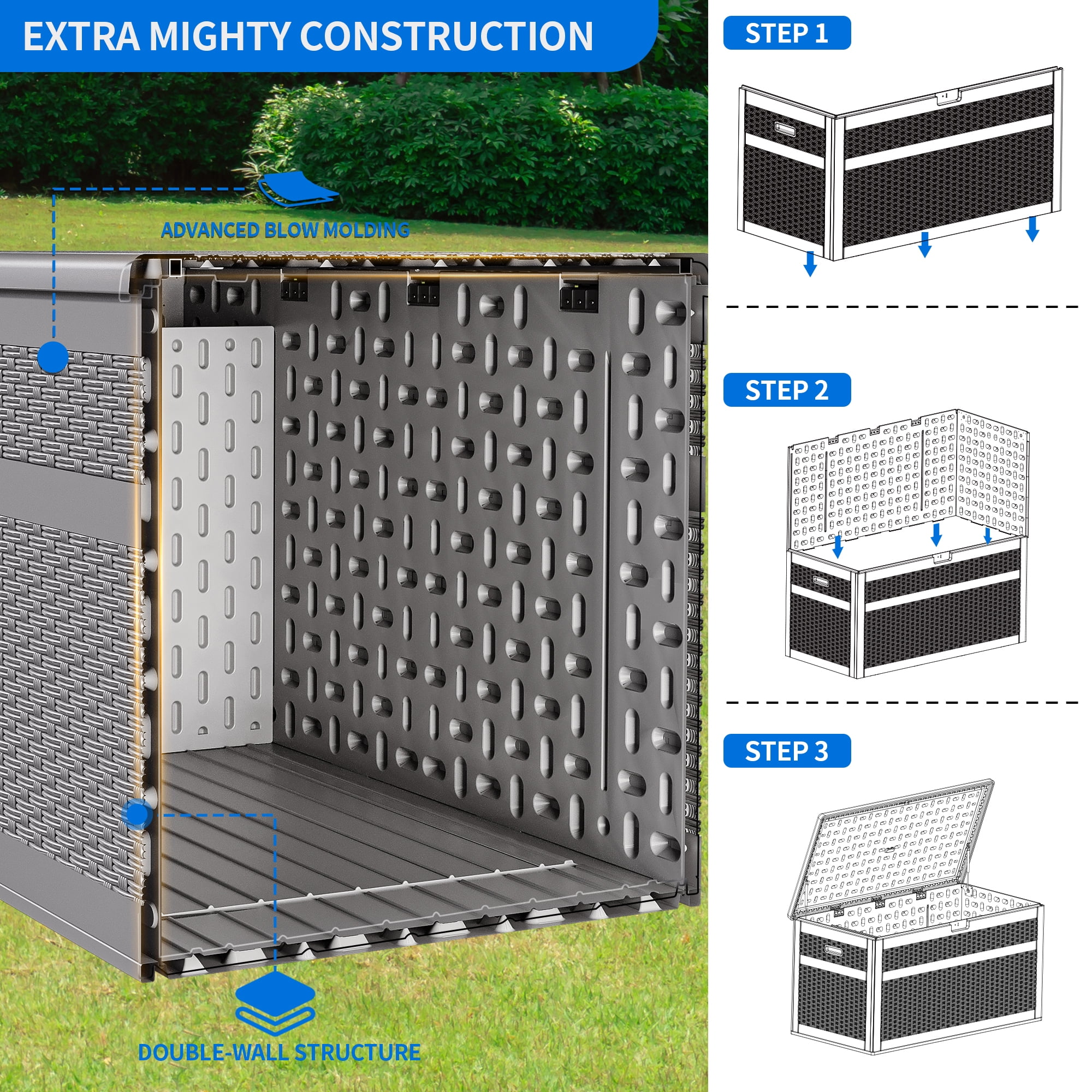 Dextrus Extra-Large Outdoor Storage Deck Box - 230 Gallon Capacity ...