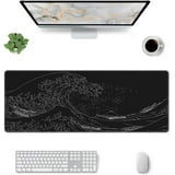 QCQHDU Japanese Sea Wave Large Mouse Pad, Anime Black Gaming, 3mm Thick ...