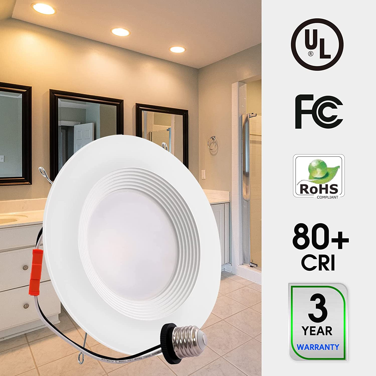 ENERGETIC 12 Pack 5/6 inch LED Recessed Downlight, Baffle Trim ...