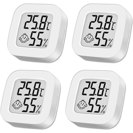 ShenMo 4 Mini Indoor Thermometers (White), Digital Thermometer ...