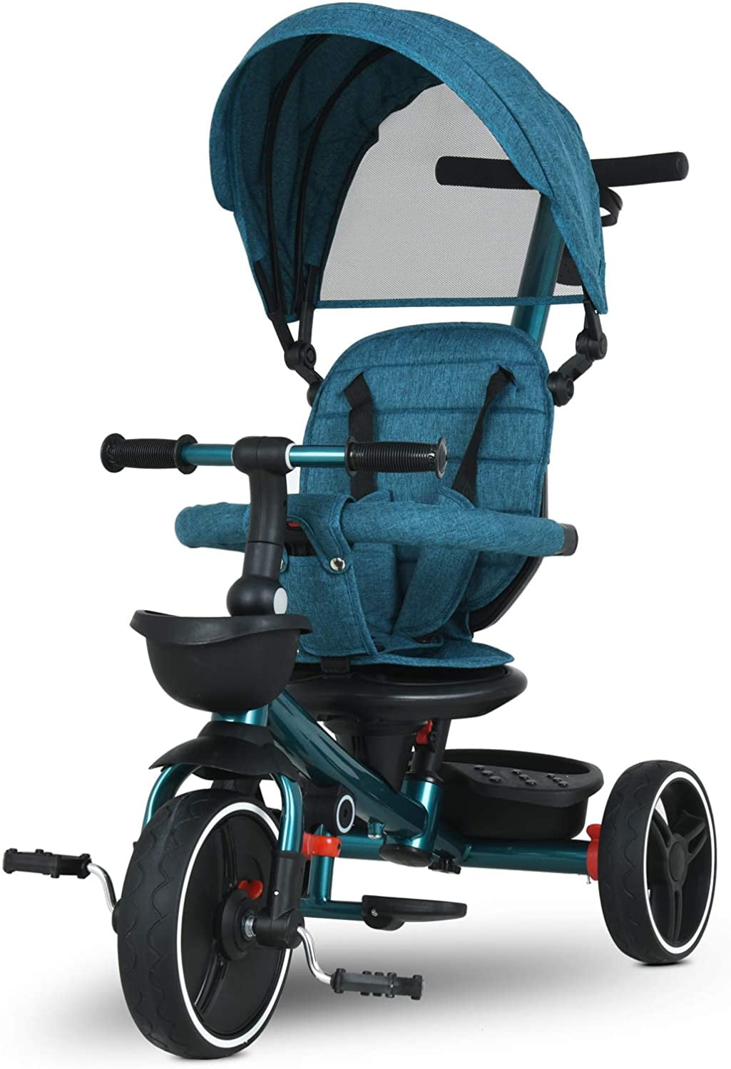 Uenjoy 2-in-1 Foldable Kids Tricycle with Pushing Handle,Baby Stroller ...