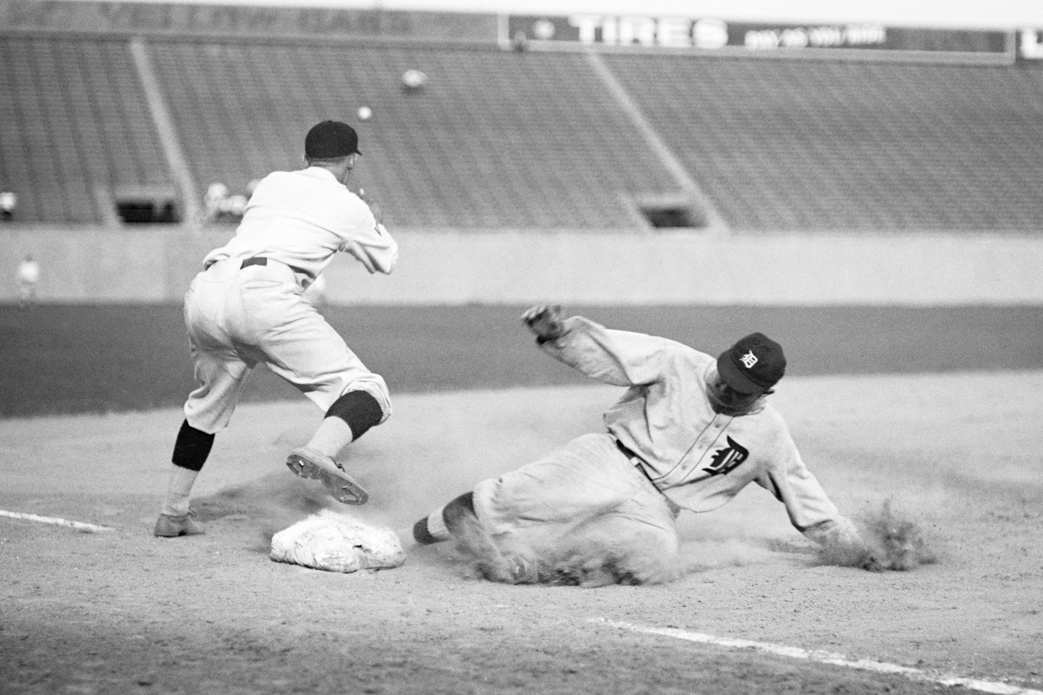 24x36 gallery poster, Ty Cobb slides into third base for a triple ...