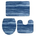 3 Piece Bathroom Rug Set, Navy Blue Non Slip Bath Mat with Contour ...