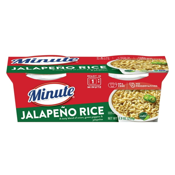 Minute Jalapeno Rice, Microwaveable Rice Cups, 4.4 oz, 2 Ct - Walmart.com