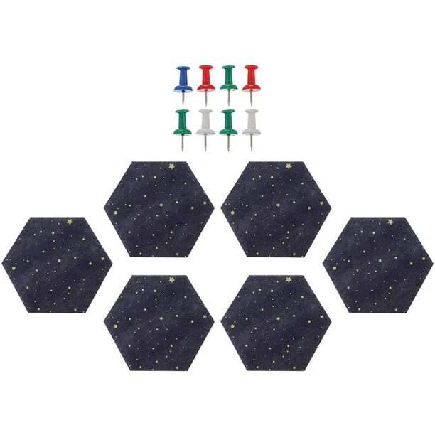 6pcs Pin Board Hexagon Felt Board Tiles Self Adhesive Notice Board ...