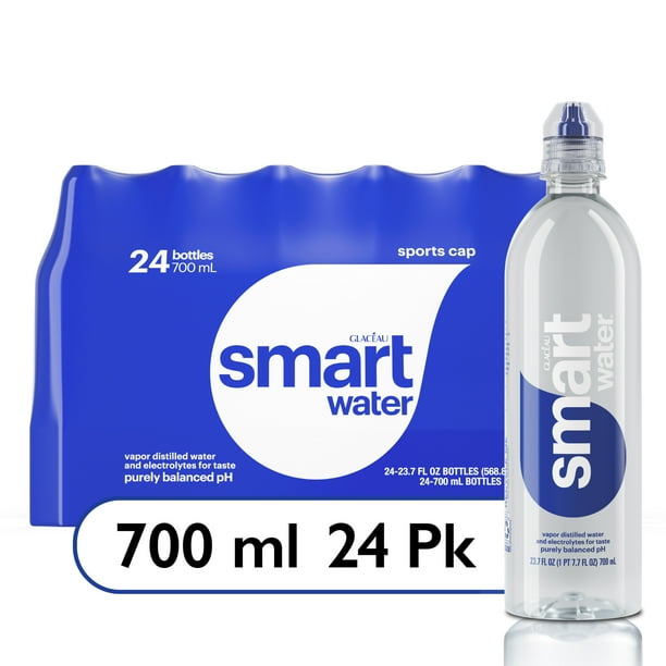 smartwater vapor distilled premium water, 700 ml, 24 count bottles ...