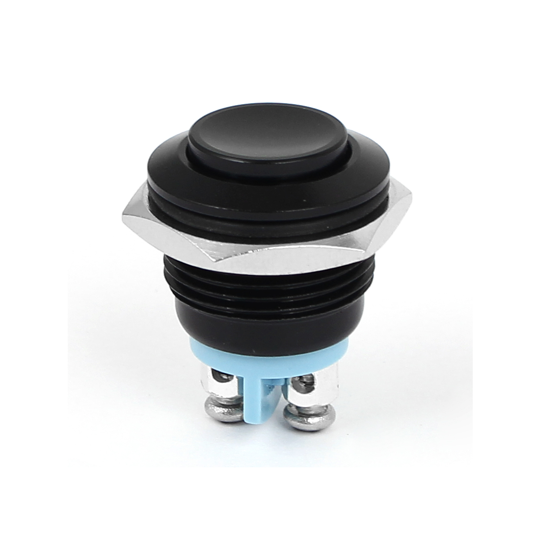 M16 Metal Pushbutton Switch Panel Mount Momentary Type Black Raised ...