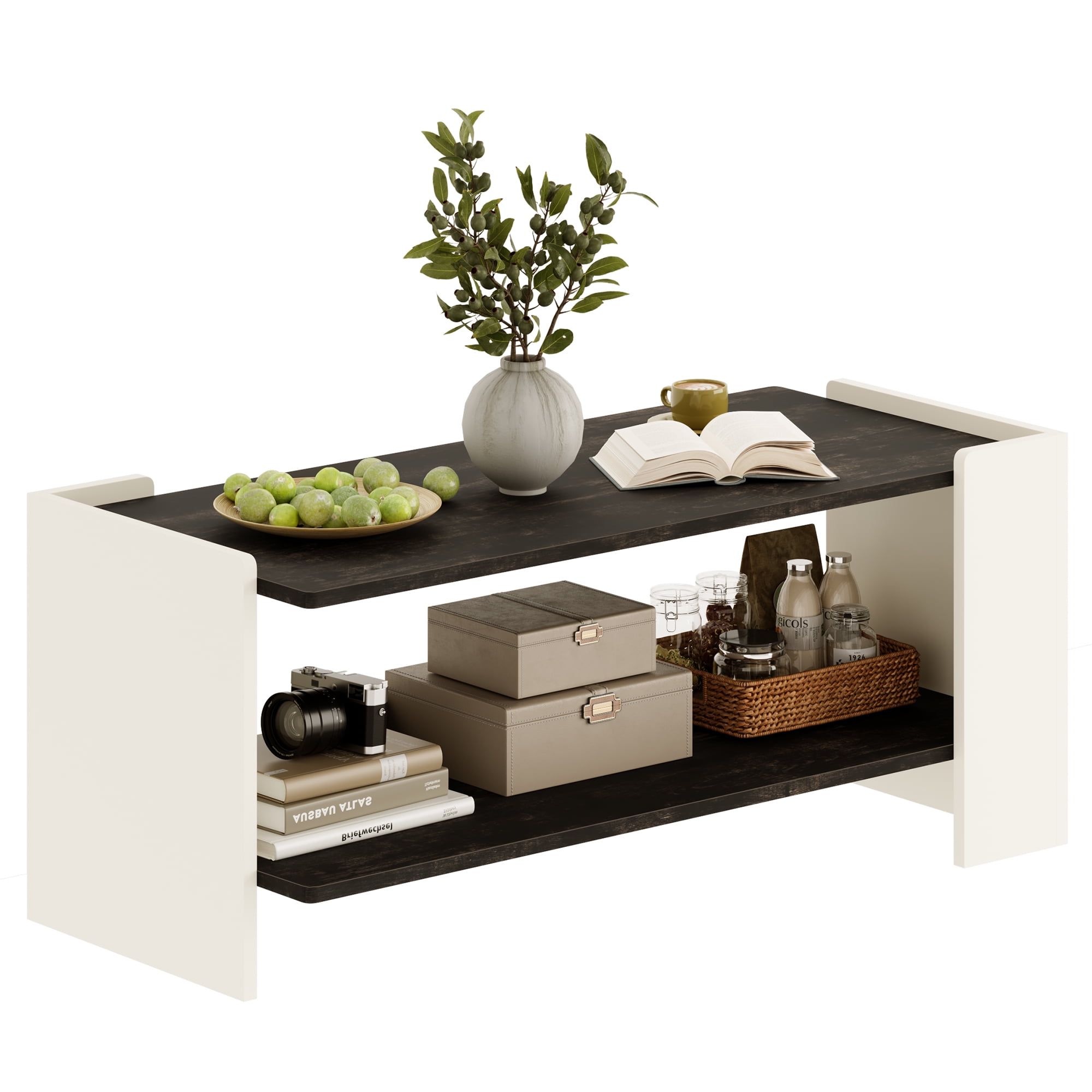 DOVEAID Table Basse Simple, Table Basse Rectangulaire en Bois à Double ...