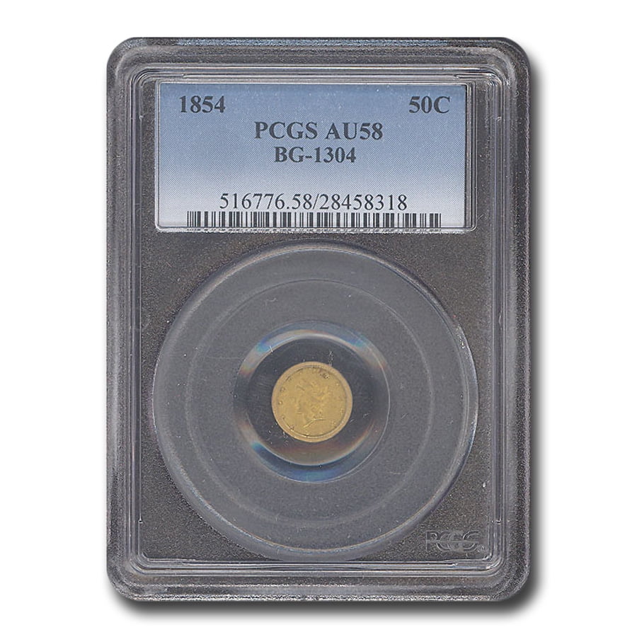 1854 Liberty Round 50 Cent Gold AU-58 PCGS (BG-1304) - Walmart.com