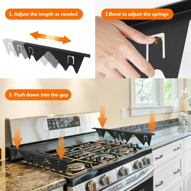 Adjustable Gap Cover 2-Pack Stainless Steel Stove Gap Covers ...