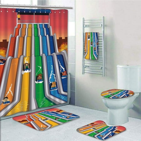 EREHome Children Having Fun Playing on Water Slides in Park Summer ...