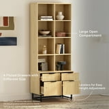 EYYTHUNG Fluted Tall Bookcase with Drawers Set of 4, 71" Tall Bookshelf ...