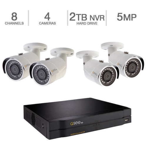 Q-See 8-Channel 4K UHD NVR with 2TB HD, 4 5MP Cameras with Color Night ...