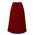 Aoreugl Womens Pleated Midi Skirt Elastic Waist Swing Boho Pleated