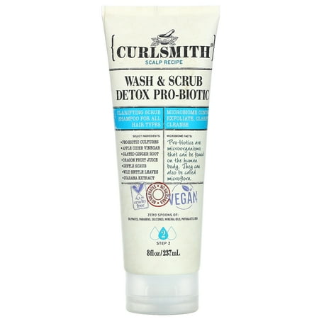 Curlsmith, Wash & Scrub Detox Pro-Biotic Shampoo, All Hair Types, Step ...