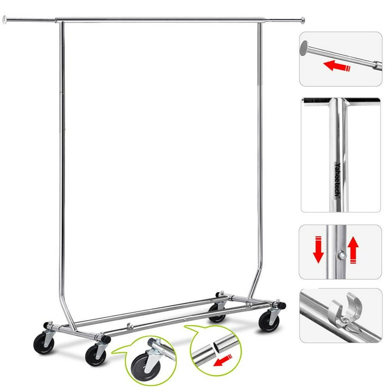 Mainstays Adjustable Rolling Garment Rack Metal Chrome,, 50% OFF