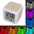 Alarm Clocks Concentric Squares Linen Digital Clock 7 Color LED Night ...
