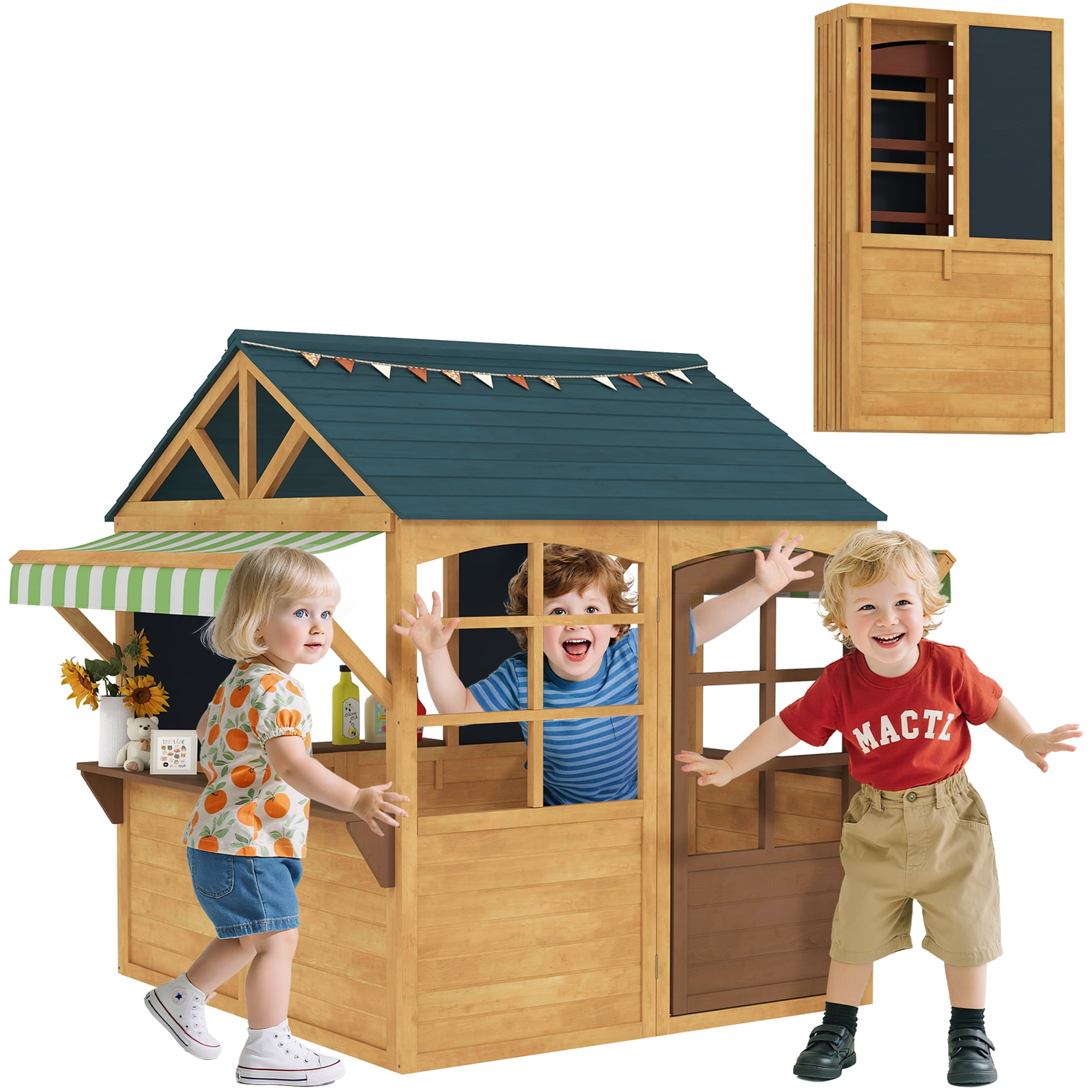 Click here for Qaba Outdoor Playhouse For Kids  Foldable Wooden C... prices