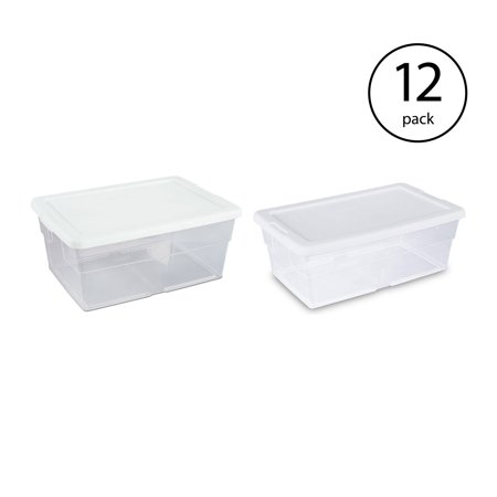 Sterilite 16 Quart & 6 Quart Clear Stacking Storage Container Boxes (12 ...