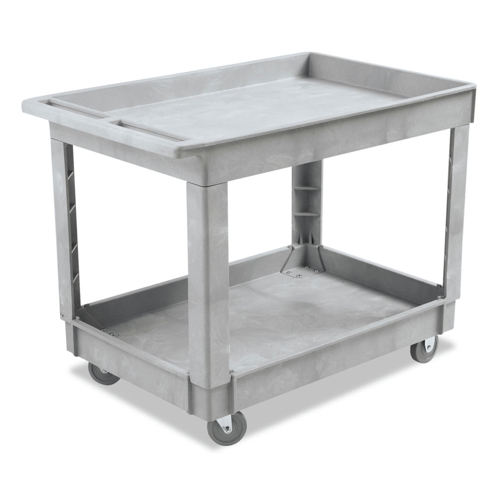 Two-Shelf 24 in. x 40 in. Plastic Resin Utility Cart - Gray - Walmart.com