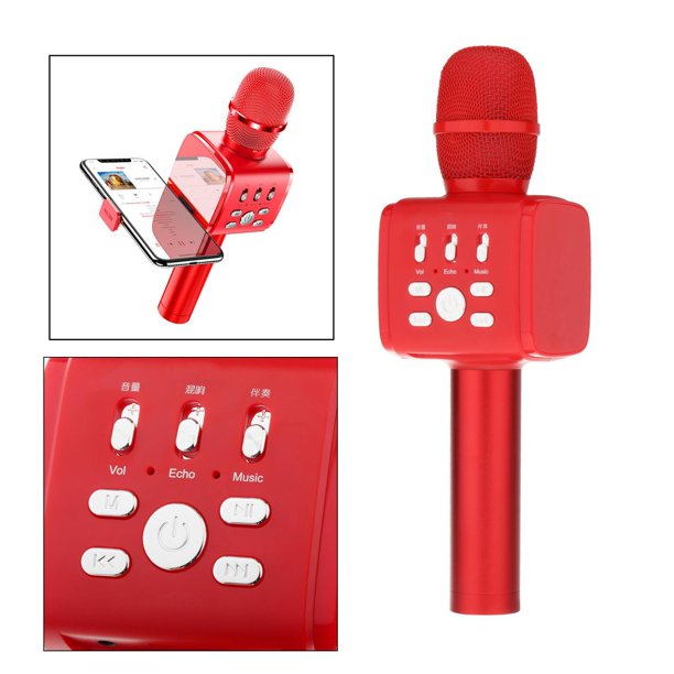 Micrófono Inalámbrico Reproductor Bluetooth Micrófono rojo shamjiam ...