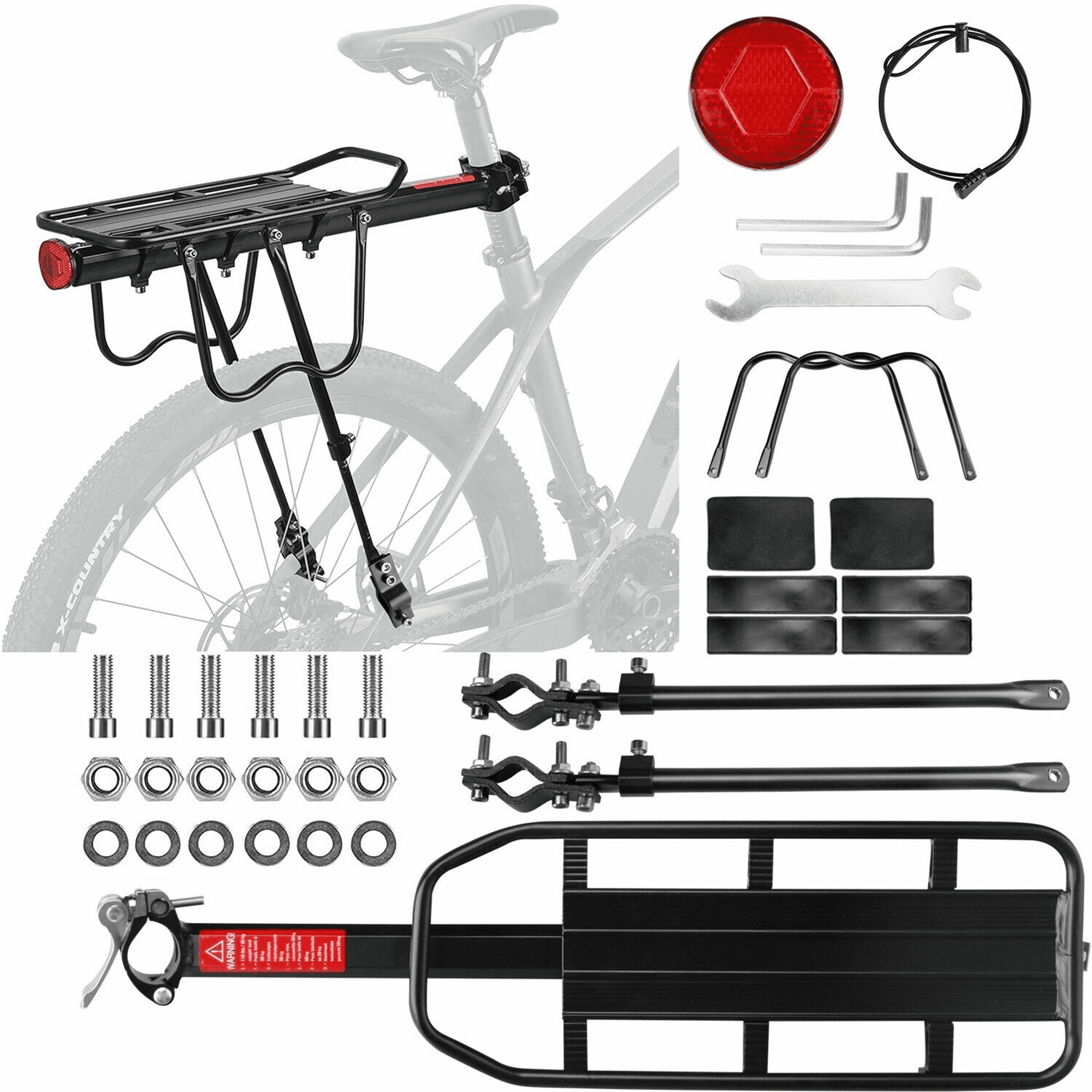 Supsupsiu Adjustable Bike Rear Rack 115lbs Cycling Cargo Carrier ...
