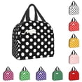 Black And White Polka Dots Lunch Bag for Women Portable Insulated ...