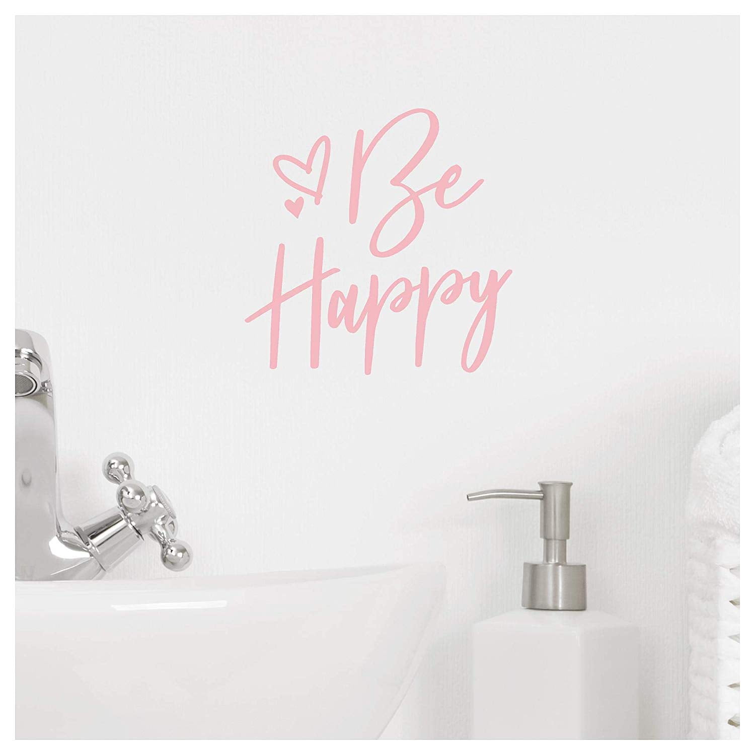 Be Happy Cursive Motivational Quote Vinyl Lettering Decal Sticker Do ...