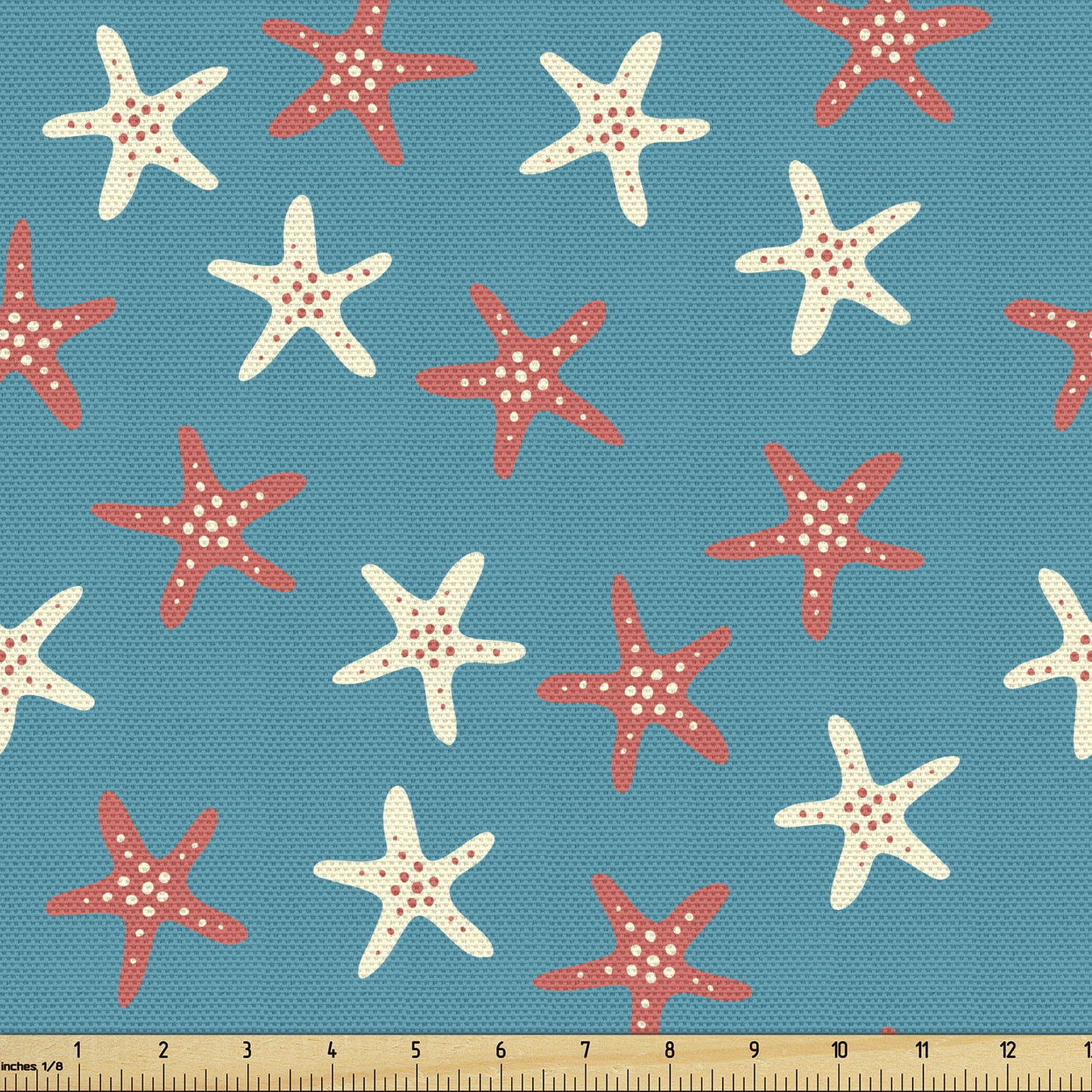 Under the Sea Fabric by the Yard, Starfishes Pattern Dots Nautical ...