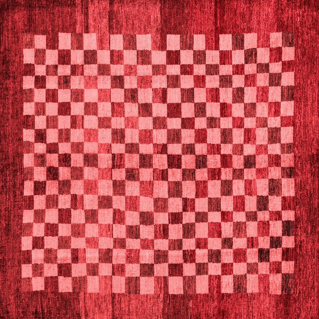 Ahgly Company Indoor Square Checkered Red Modern Area Rugs, 6' Square ...