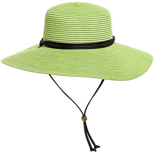 Sloggers Women's Wide Brim Braided Sun Hat with Wind Lanyard, Tea Green ...