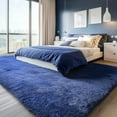 Blue Rug 4x6 Ft Fluffy Shag Rugs for Bedroom Soft Fuzzy Shaggy Blue ...