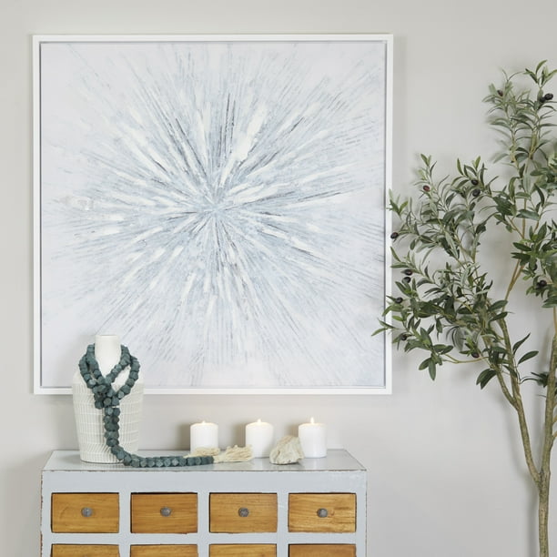 39" x 39" Radial Starburst Framed Wall Art with Silver Frame, by ...