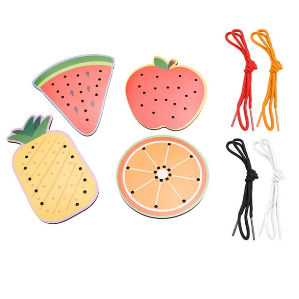 Fruit Threading Board Toy,Children Cartoon Desktop Wooden Cartoon Fruit ...