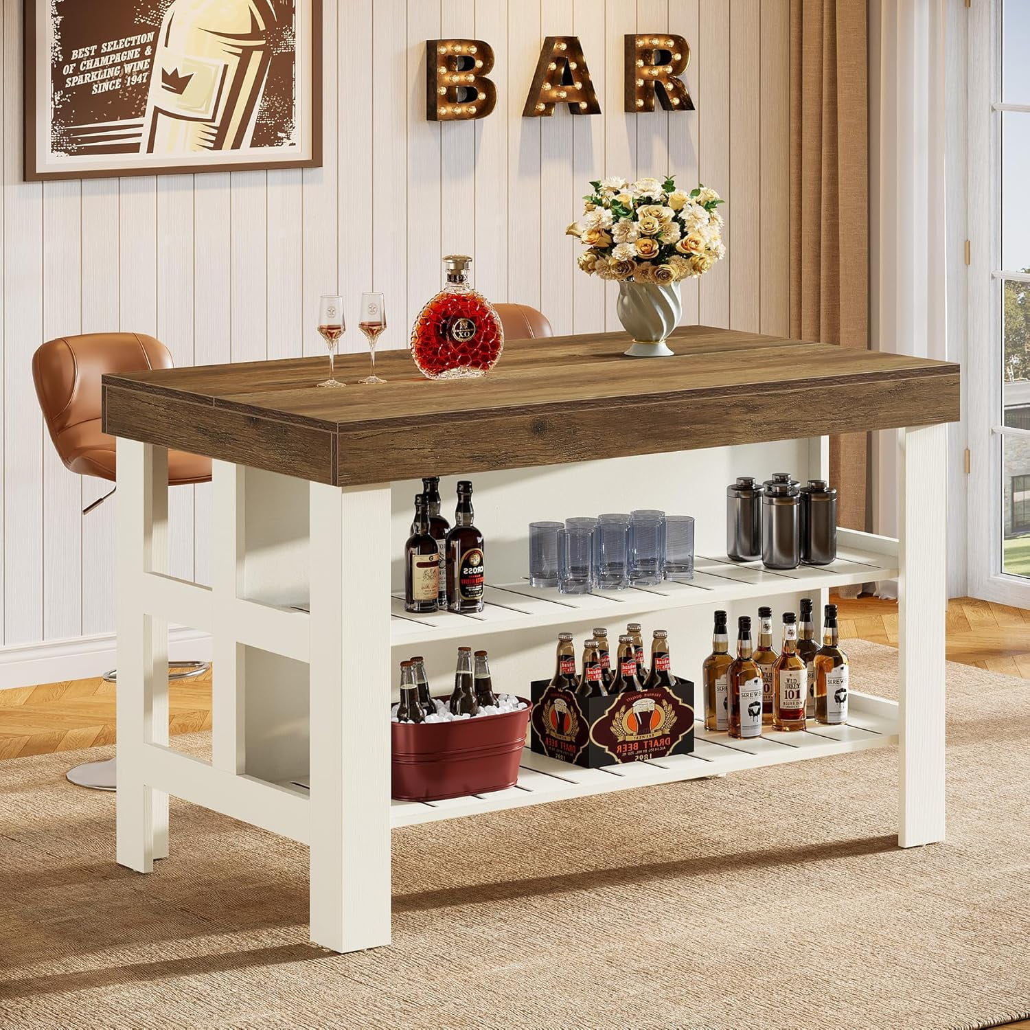 Click here for Tribesigns Home Bar Table Unit With Storage Shelve... prices